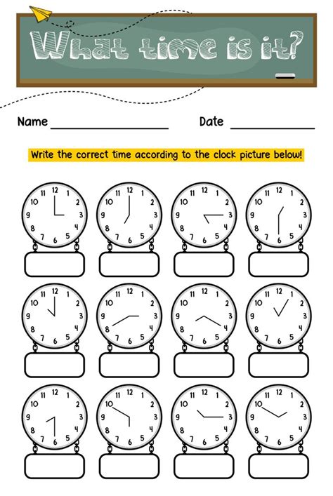 Image result for First Grade Math Telling Time Worksheets