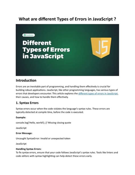 Image result for Types of Errors in JavaScript