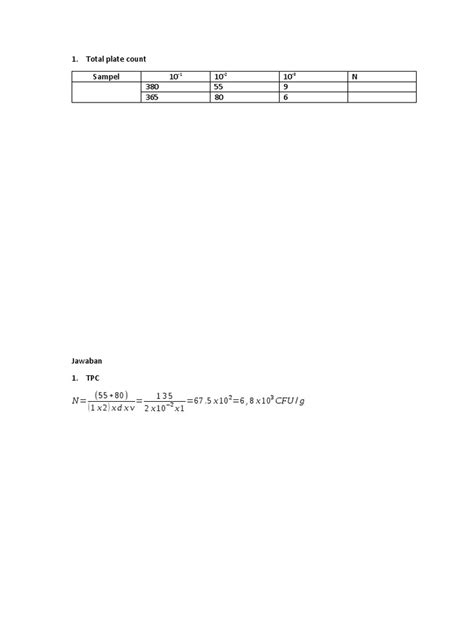 Image result for Total Plate Count Formula
