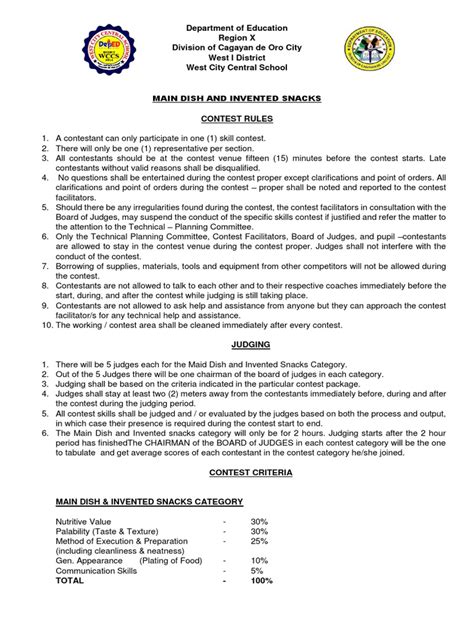 Image result for Cooking Competition Rules Template