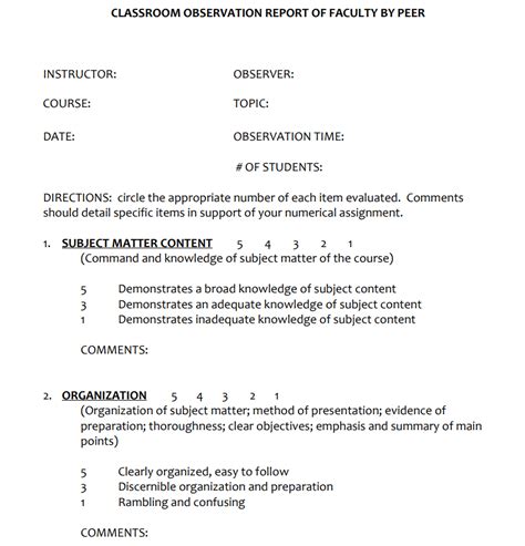Image result for Classroom Observation Report Sample