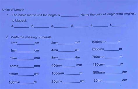 Image result for Unit of Length Sample