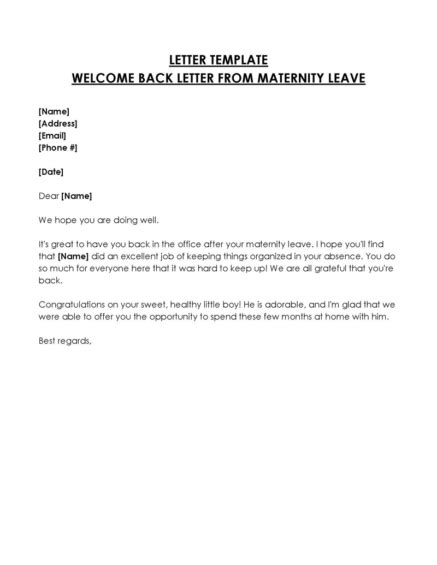 Image result for Return to Work Cover Letter Examples