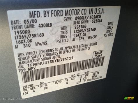 Image result for 2001 Ford Excursion Color Code