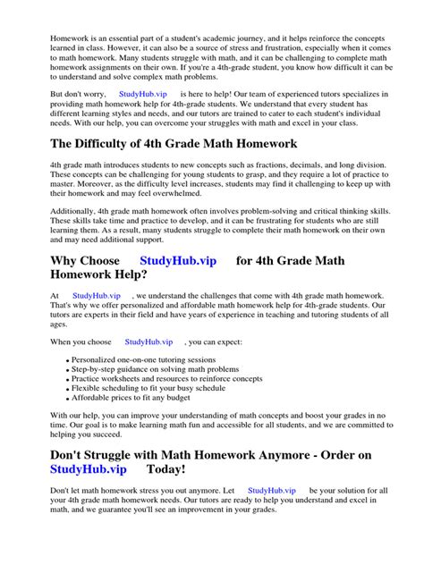 Image result for Math Homework for 4th Graders