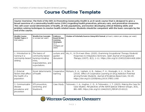 Image result for Course Overview Template