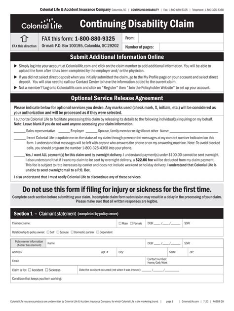Image result for Continuing Disability Claim Form