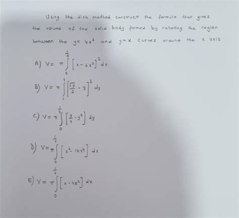 Image result for Disk Method Formula Example