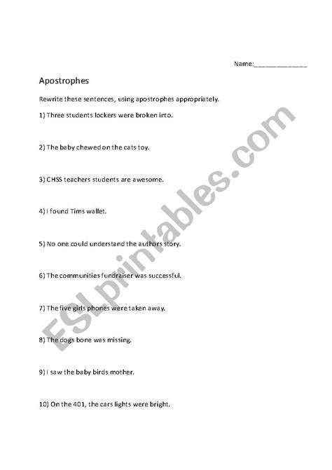 Image result for Apostrophe Practice Worksheet