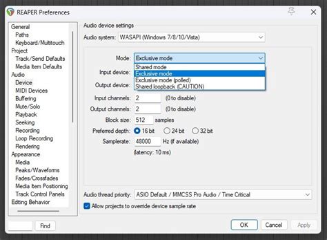 Image result for Reaper WASAPI