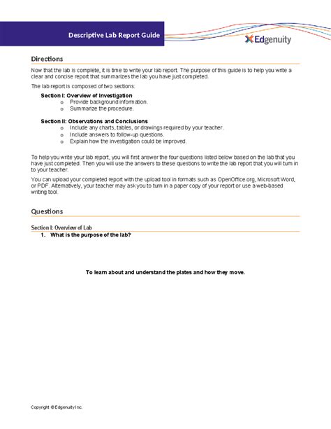 Image result for High School Descriptive Lab Report Guide Example