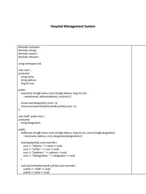 Hospital Management System | PDF | Computer Programming | C++