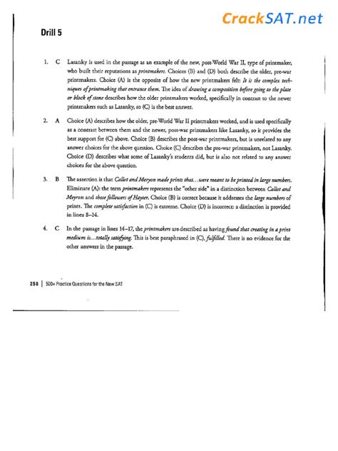SAT Reading Practice Test 5 answer explanations | PDF