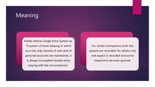 Image result for Single Entry System Meaning