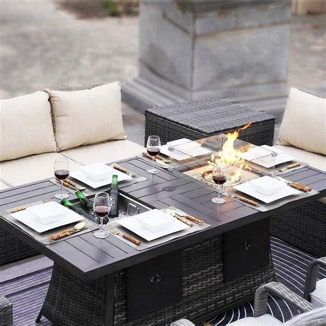 Image result for Rectangular Fire Pit Dining Table