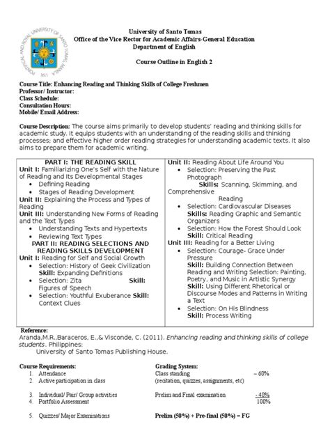 Image result for 4 Week Course Outline for English Study