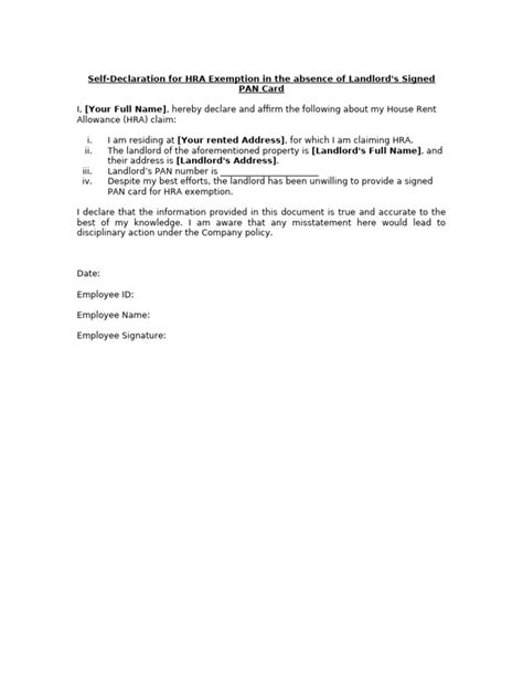 Image result for HRA Self Declaration Form