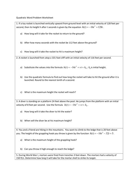 Image result for Quadratic Function Word Problems