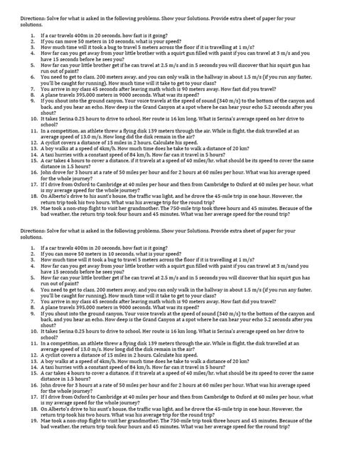 Image result for Speed Practice Problems Worksheet PDF