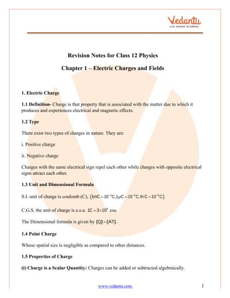 Image result for CBSE Class 12 Physics Chapter 1 Notes