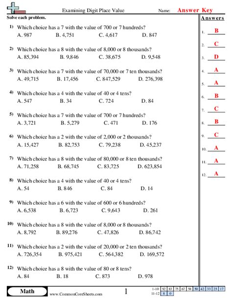 Image result for Multiple Choice Place Value Worksheets
