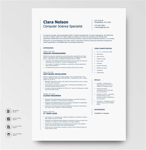 Image result for Computer Science Resume Word File