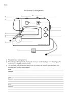 Image result for Student Worksheet to Thread a Sewing Machine