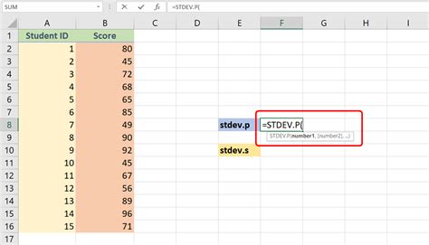 Image result for Excel Stdev.p