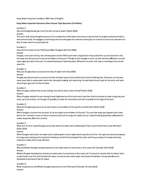 Image result for Deep Water Class 12 CBSE