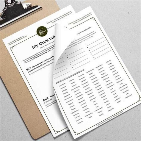 Image result for Core Values PDF Sheet