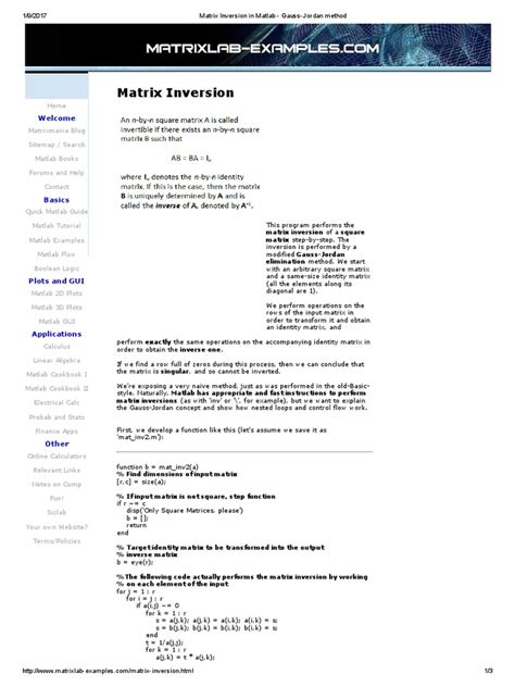 Image result for Matrix Inversion MATLAB