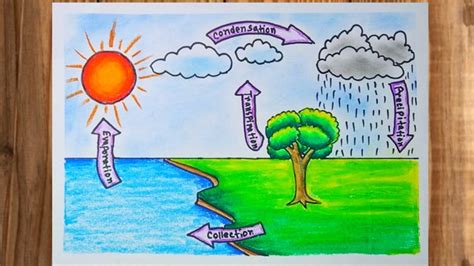 Image result for Water Cycle Step by Step Drawing