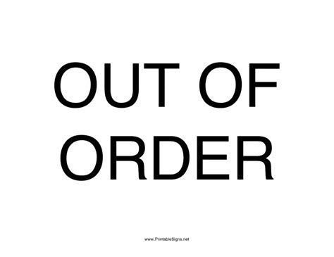 Out of Order Sign Template - White Download Printable PDF | Templateroller