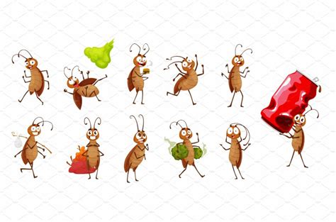 Cartoon funny cockroach characters – MasterBundles