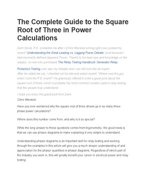 The Complete Guide To The Square Root of Three in Power Calculations ...
