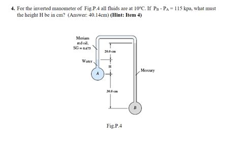 Image result for Inverted Manometer Problem
