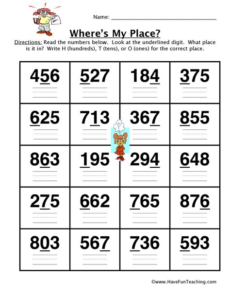 Image result for Place Value Matching Worksheet