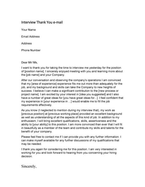 Image result for Thank You Note After Interview Example