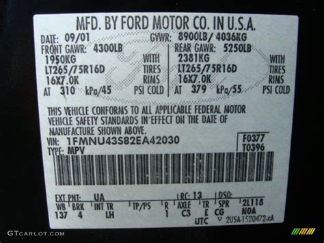 Image result for 2001 Ford Excursion Color Code