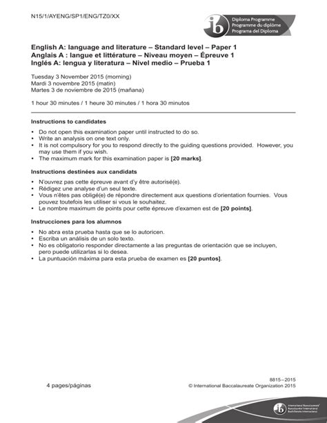 Image result for English Literature Paper 1 Examples