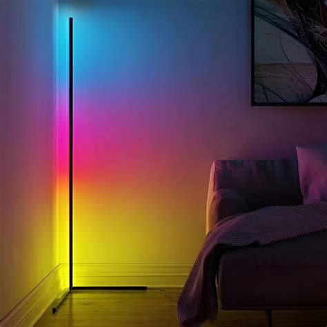 Remote Control RGB Dimmable LED Corner Floor Lamp - lampioo