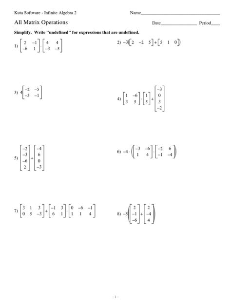 Solving Matrix Operations and Exploring Properties of Matrix Algebra ...