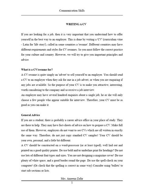 Image result for CV Writing PDF