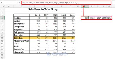 Image result for Offset Match Excel