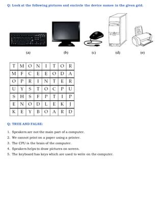 Image result for Computer Parts Worksheet Answers