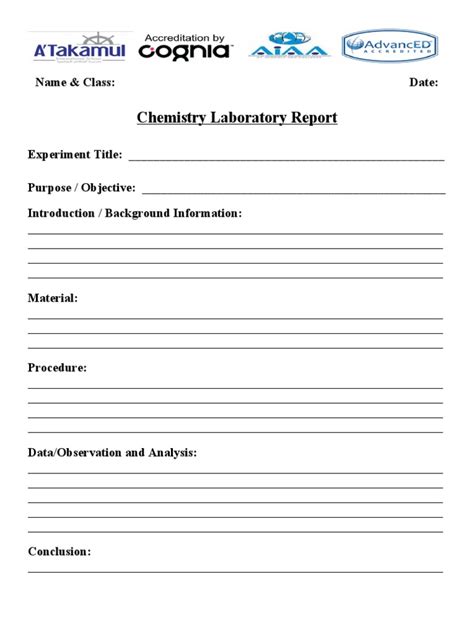 Image result for List Form Lab Report Template