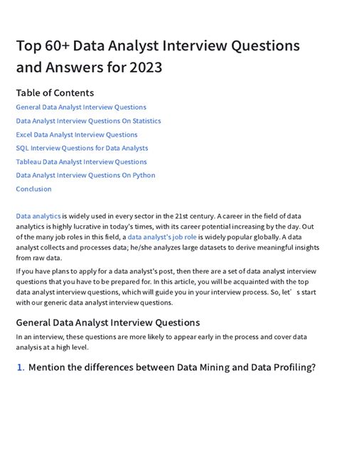 Image result for Data Analyst Interview Questions PDF