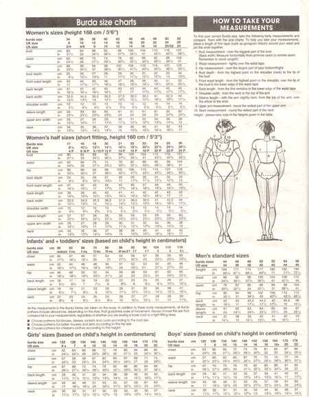 Image result for Burda Pattern Size Chart