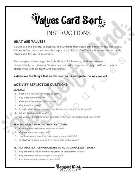 Image result for Values Card Sort Activity