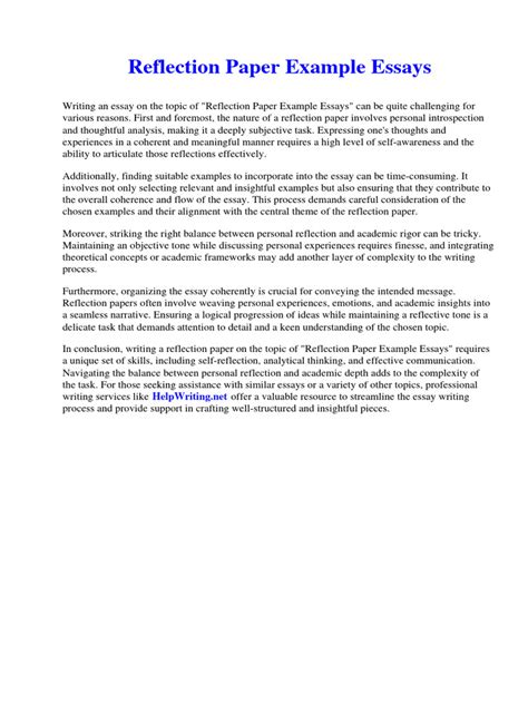 Image result for Reflection Paper Example